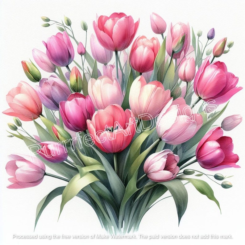 Pink Tulip Clip Art: Floral Digital Art Download - Etsy