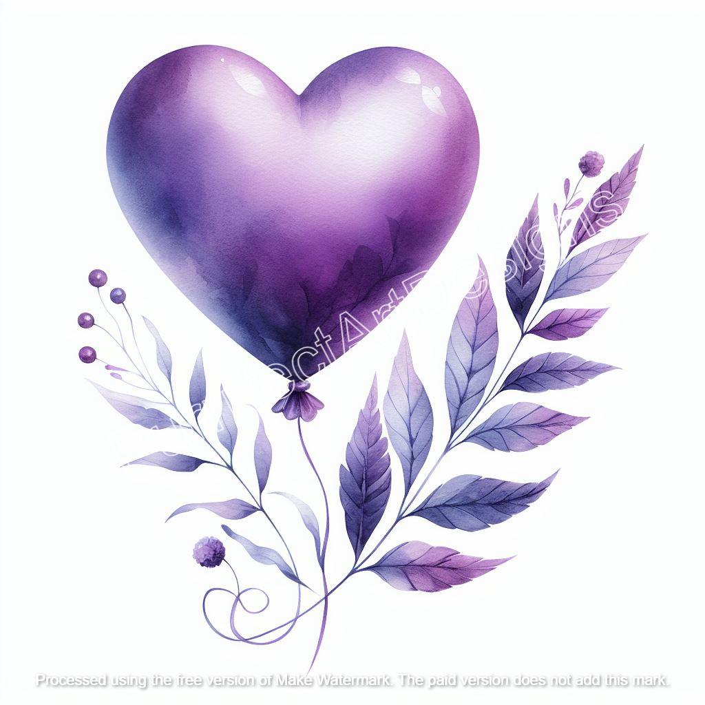 5 Stunning Purple Heart Balloon Clip Art, Digital Art Download - Etsy