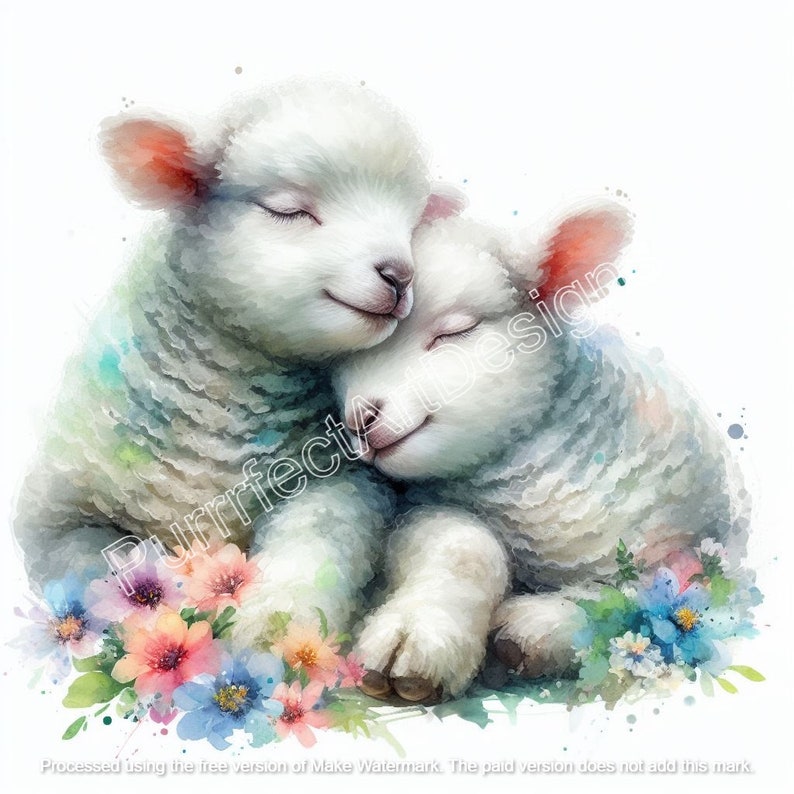 5 Cute Cuddling Lambs Clip Art, Digital Art Download - Etsy