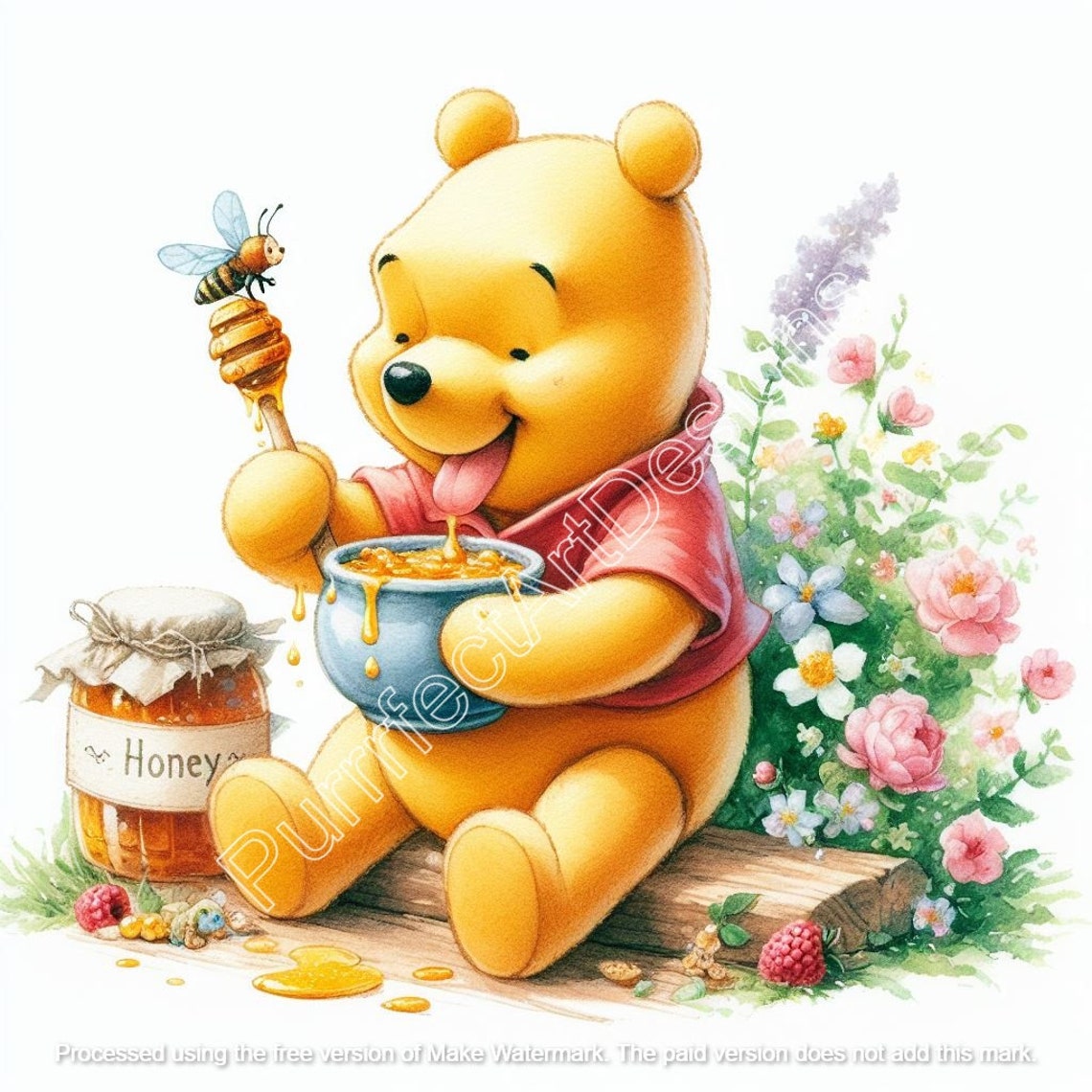 10 Adorable Winnie the Pooh Eating Honey Clip Arts, Digital Art ...