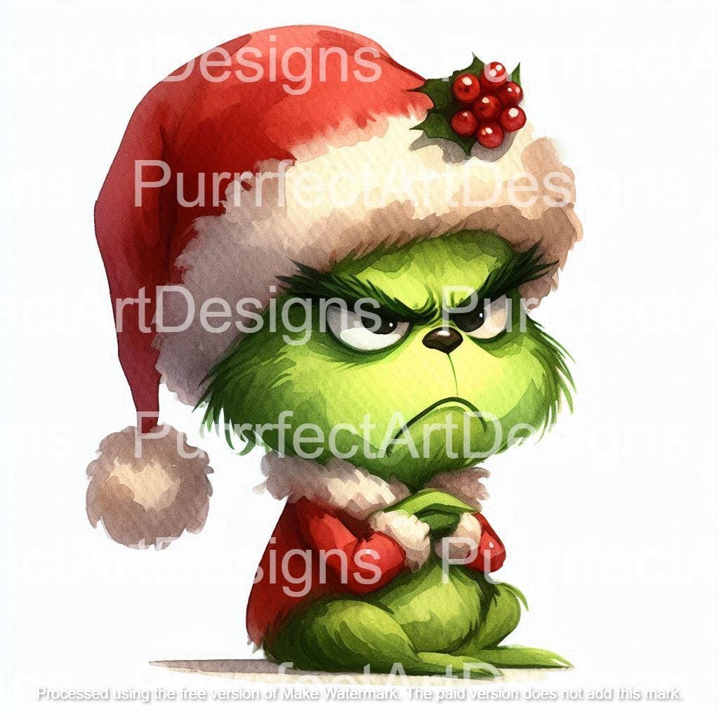 10 Cute Grumpy Grinch Clip Art, Digital Art Download - Etsy