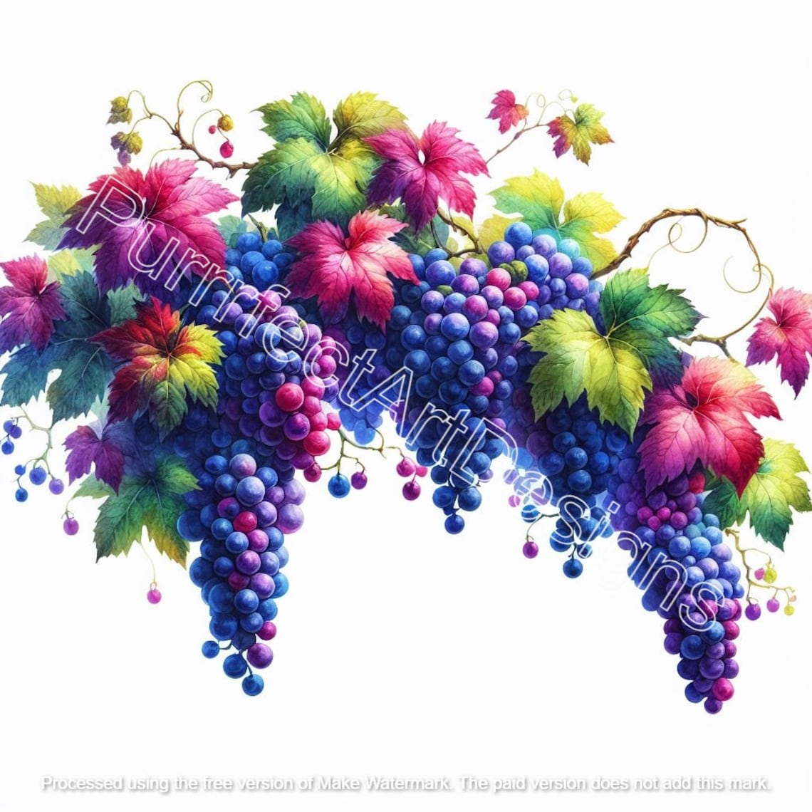 10 Vibrant Grape Vine Clip Arts, Digital Art Download - Etsy