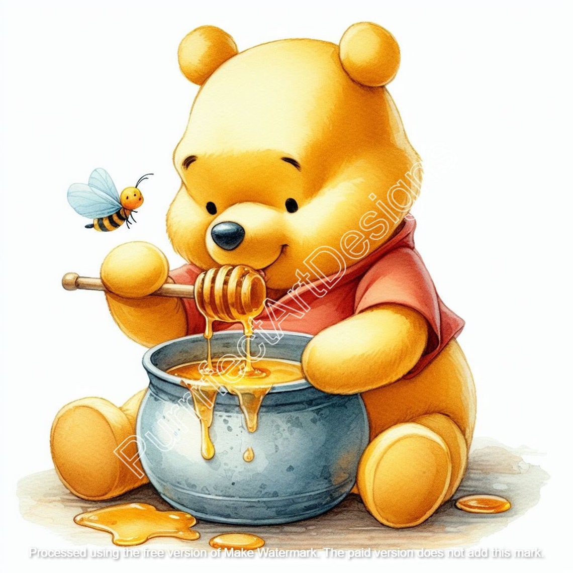 10 Adorable Winnie the Pooh Eating Honey Clip Arts, Digital Art ...