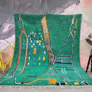 Unique Beni Ourain Rug - New Berber Design Hand-knotted Moroccan Wool ...