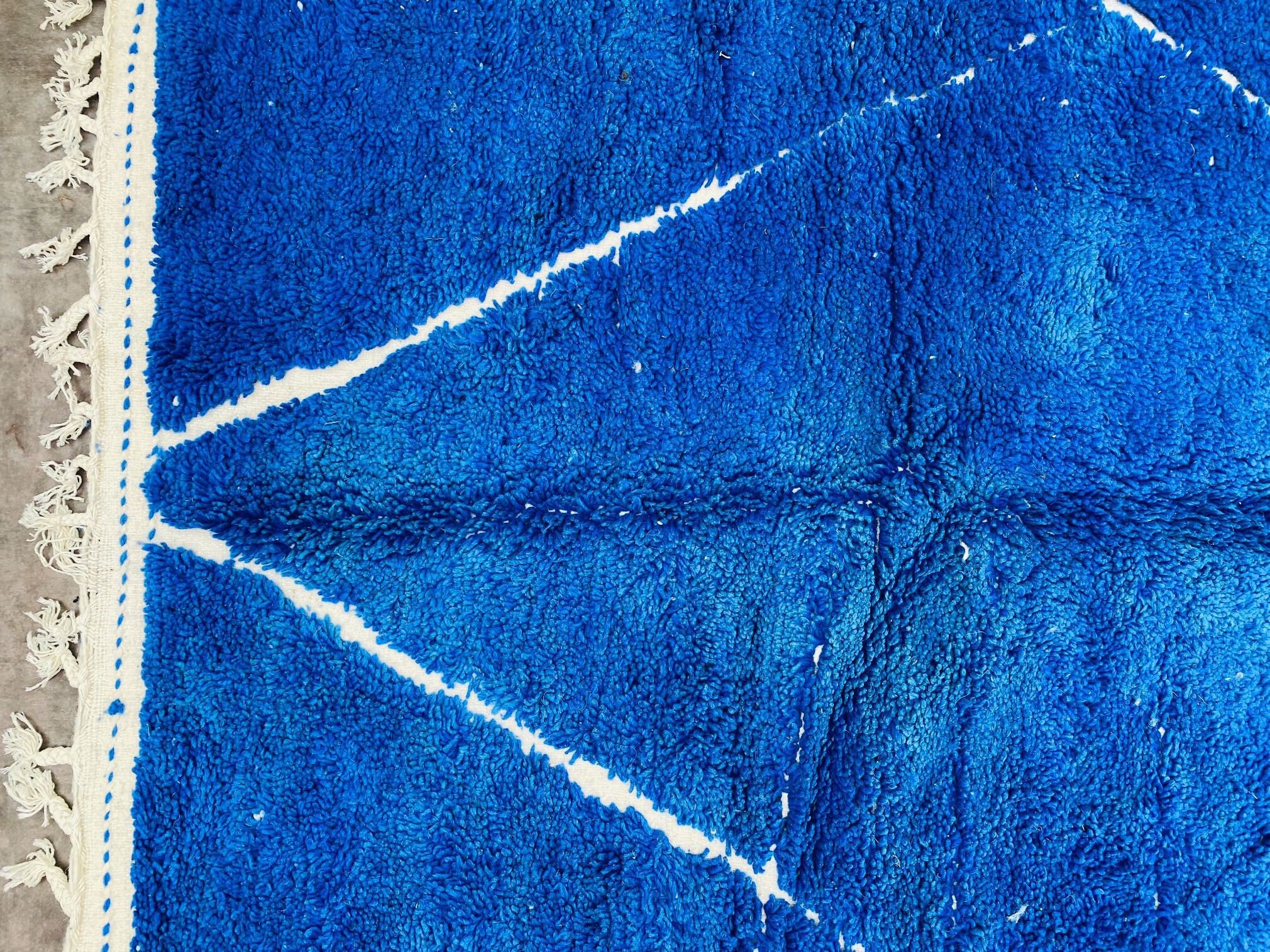 Blue Moroccan Rug 7x11 Original Beni Ourain Rug Morocco | Etsy