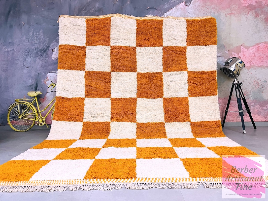 Custom Chess Checker Moroccan Rug Checkered Board Rug Beni Ourain Rug ...