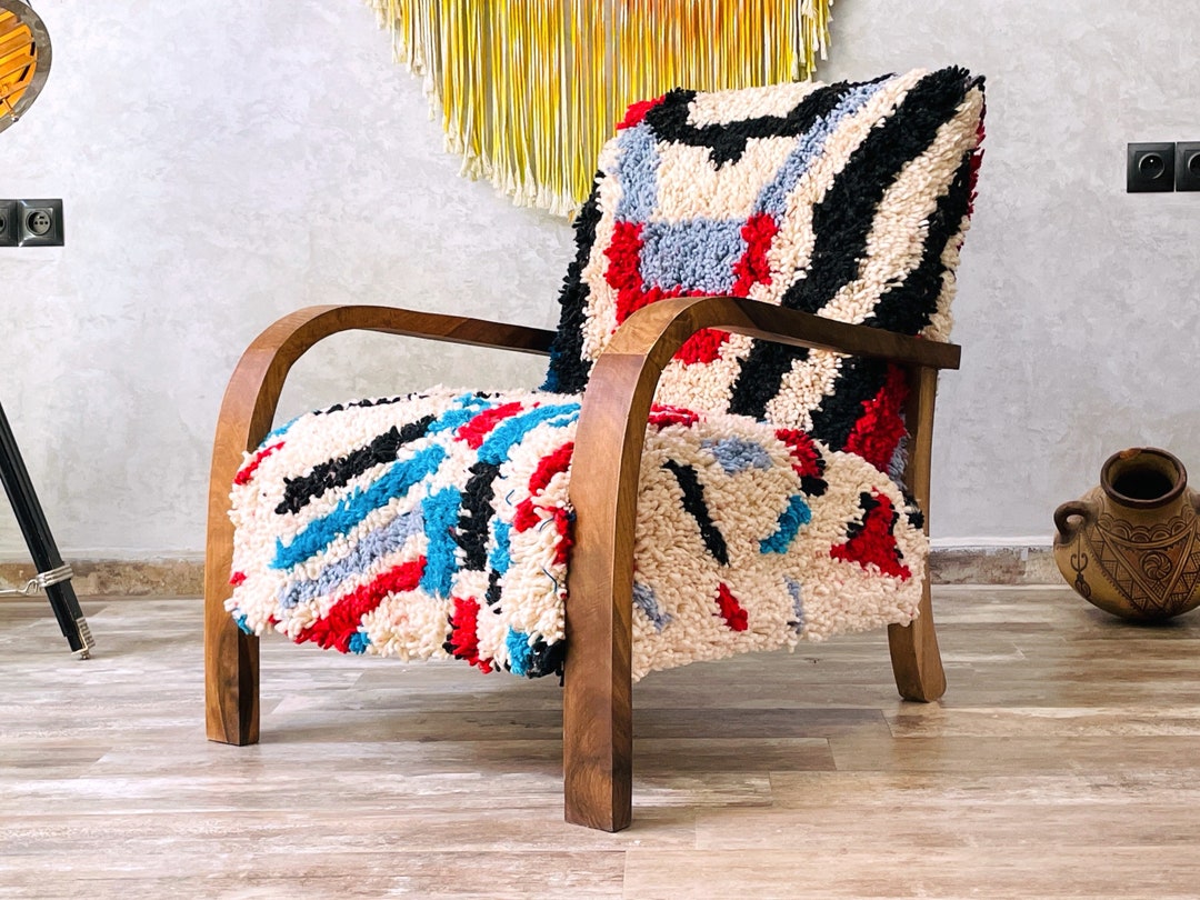 Moroccan Lounge Chair - Handcrafted Moroccan Colors - Mid-century ...
