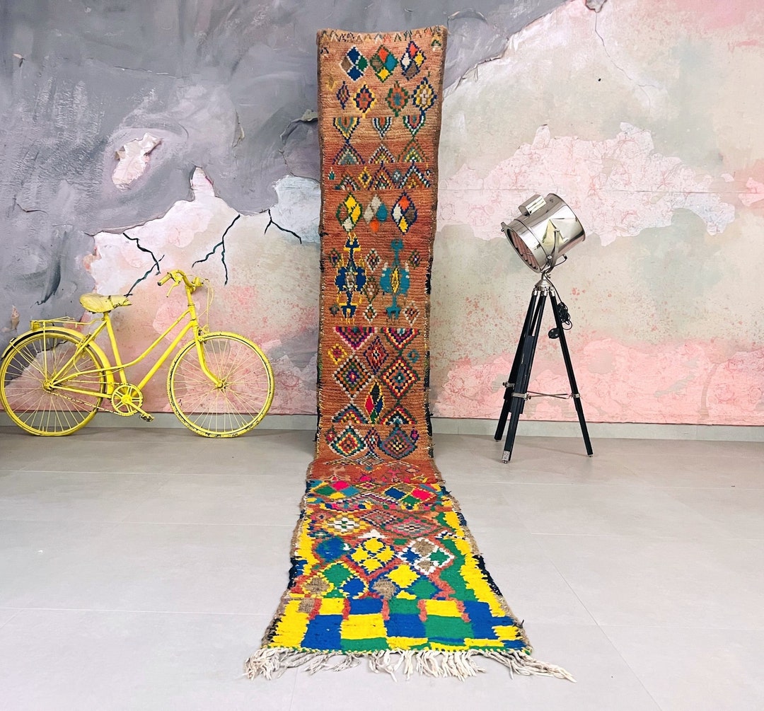 Vintage Moroccan Berber Hallway Runner Rug 2x15 - Old Morocco Corridor ...