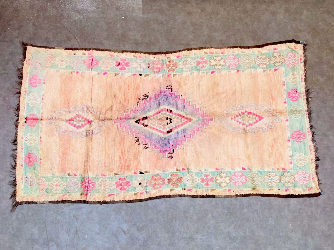 Lovely Moroccan Boujad Rug 5x10 Moroccan Woolen Rug - Handmade Berber ...
