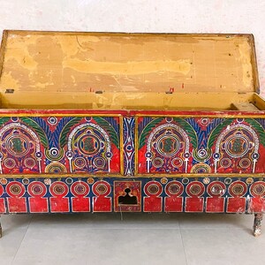 Moroccan Wood Trunk Dark Handcrafted Moroccan Chest Berber Wooden Trunk ...