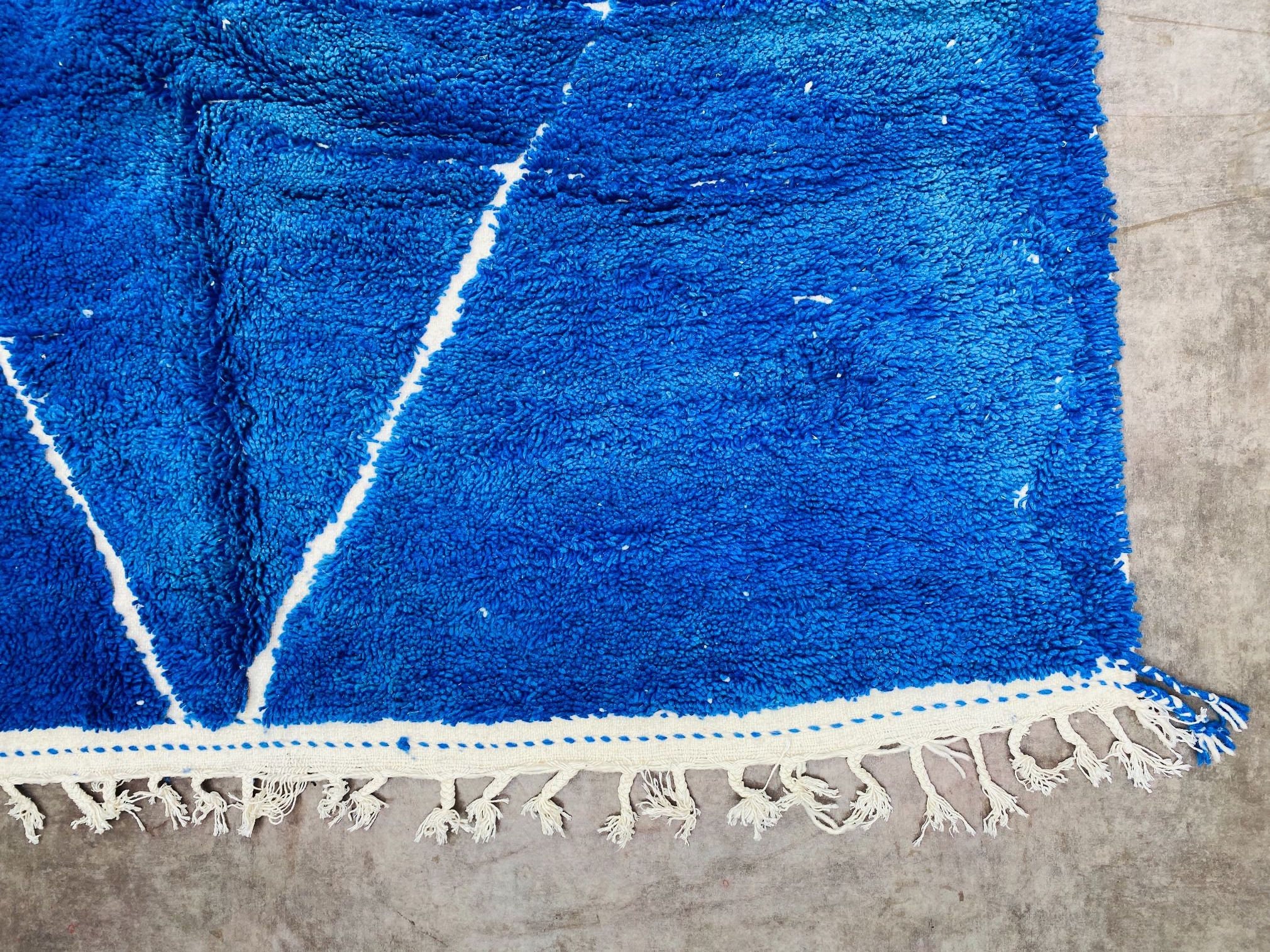 Blue Moroccan Rug 7x11 Original Beni Ourain Rug Morocco | Etsy