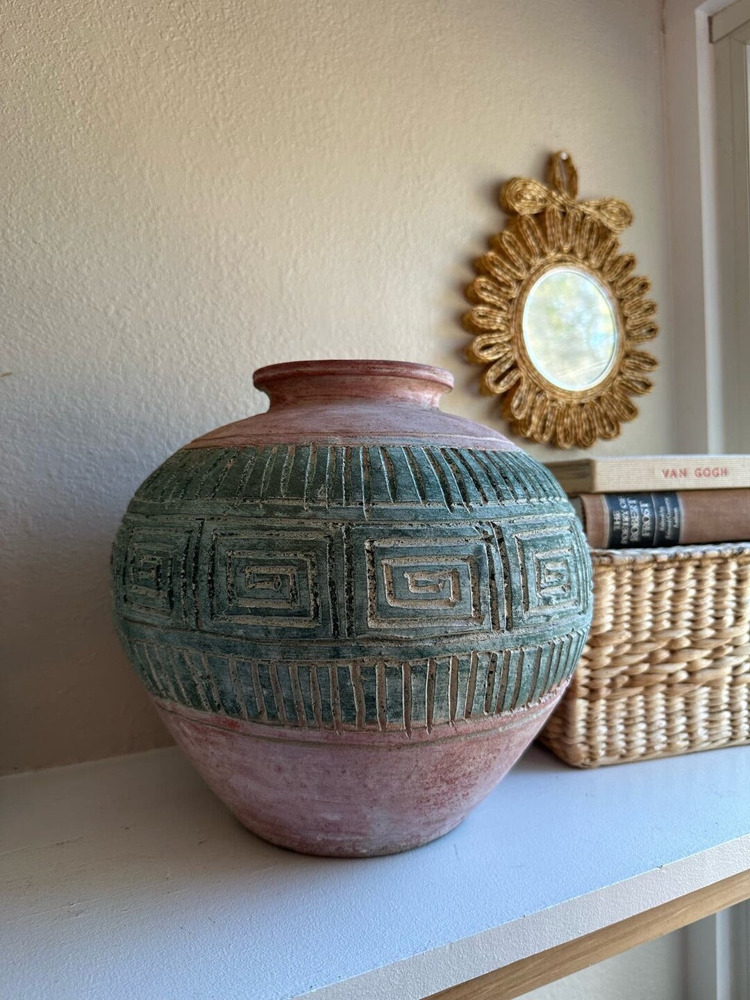Large Concrete Southwest Pottery Vase - Etsy