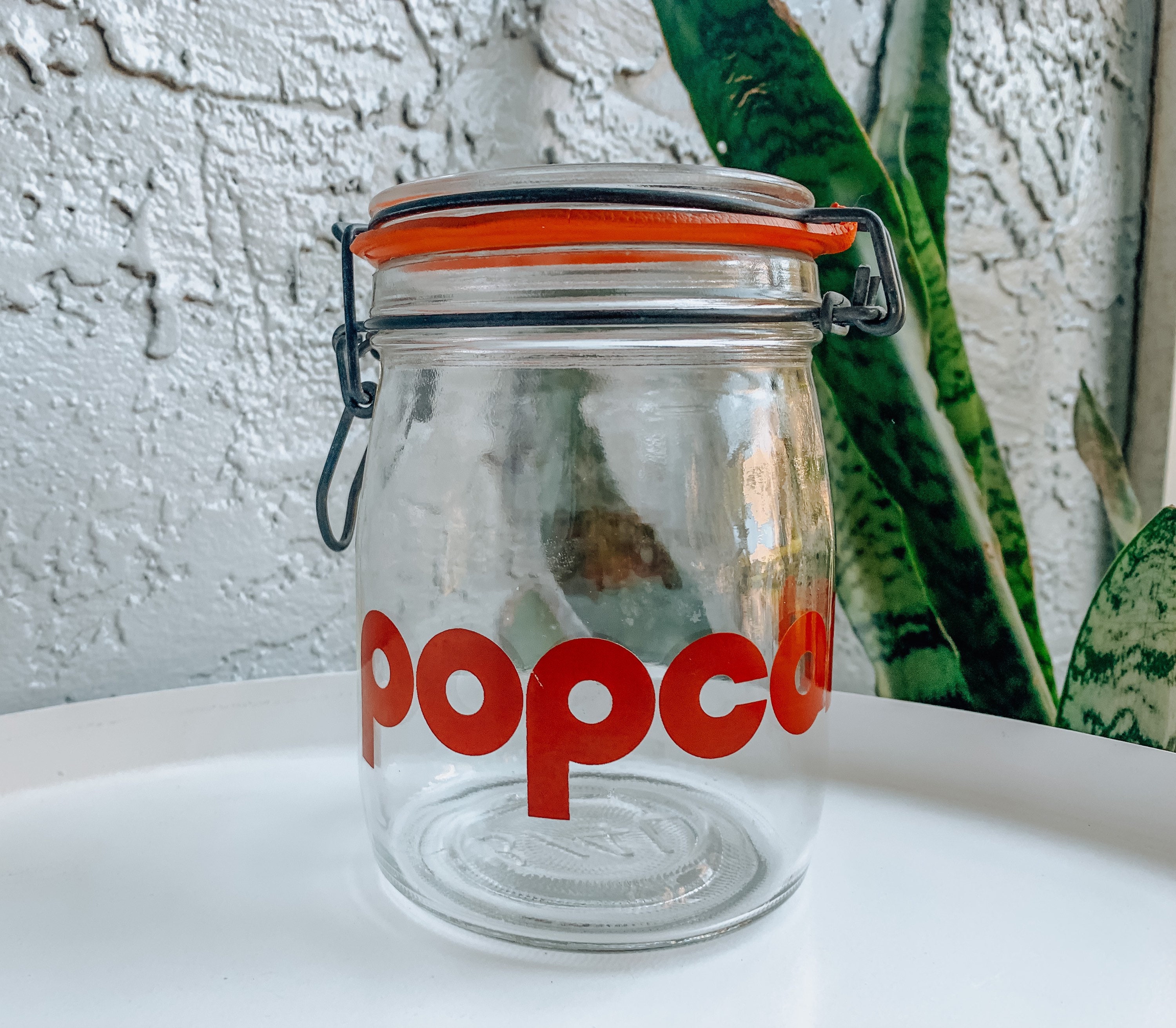 Vintage Heavy Glass Popcorn Kernel Canister Jar Home & Living Jars ...