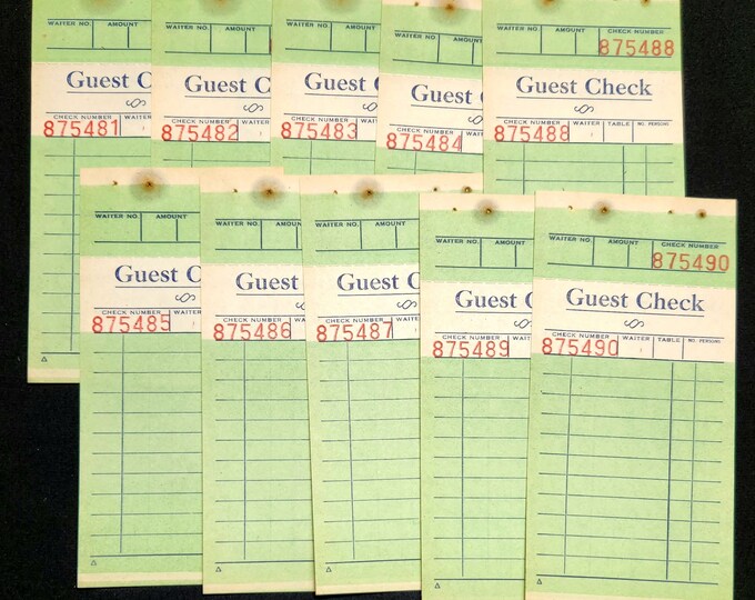 Vintage Diner Guest Cheques - Pack of Ten - Authentic Junk Journalling ...