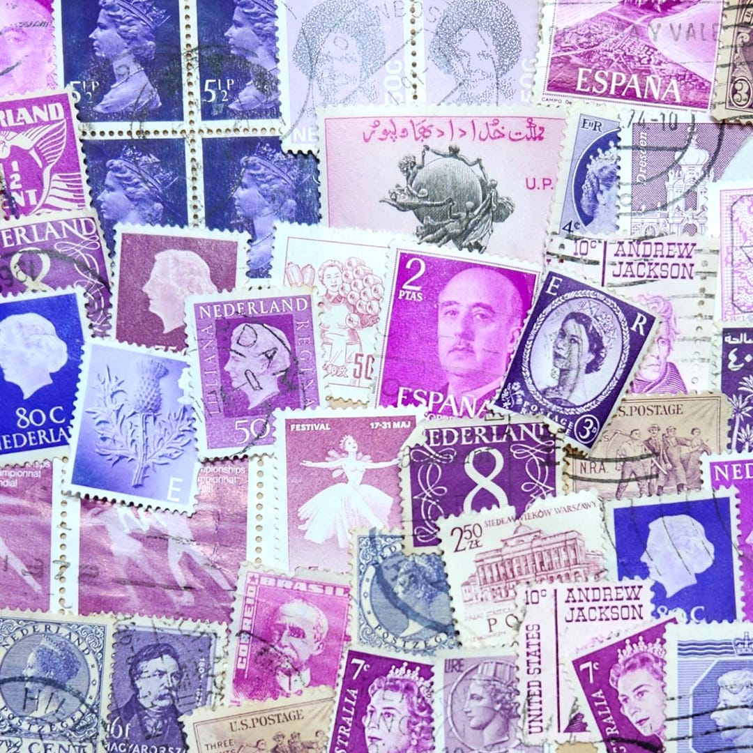 Purple Shades - Vintage Postage Stamps - Pack of 100 - Etsy