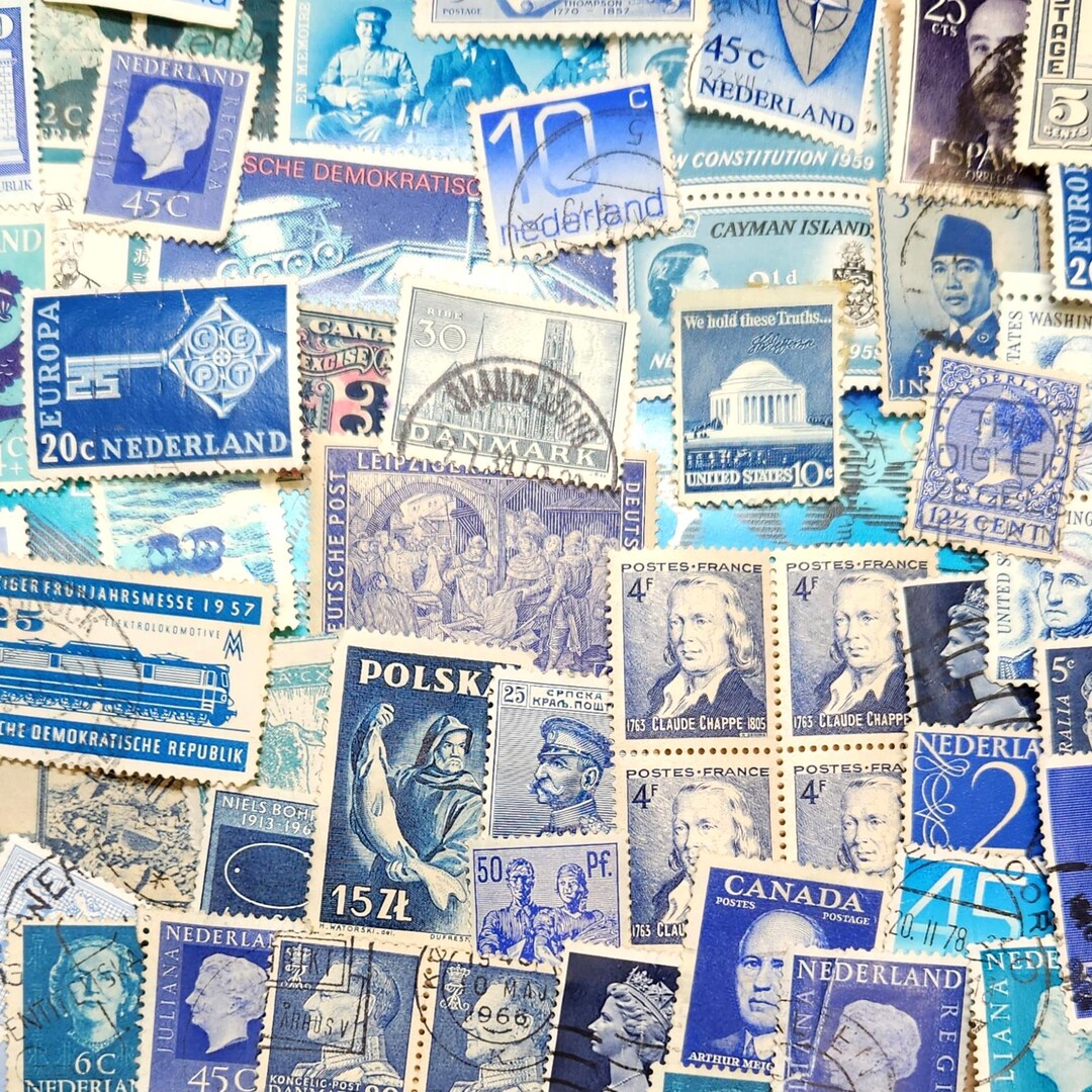 Vintage Postage Stamps - Shades of Blue - Pack of 100 - Etsy