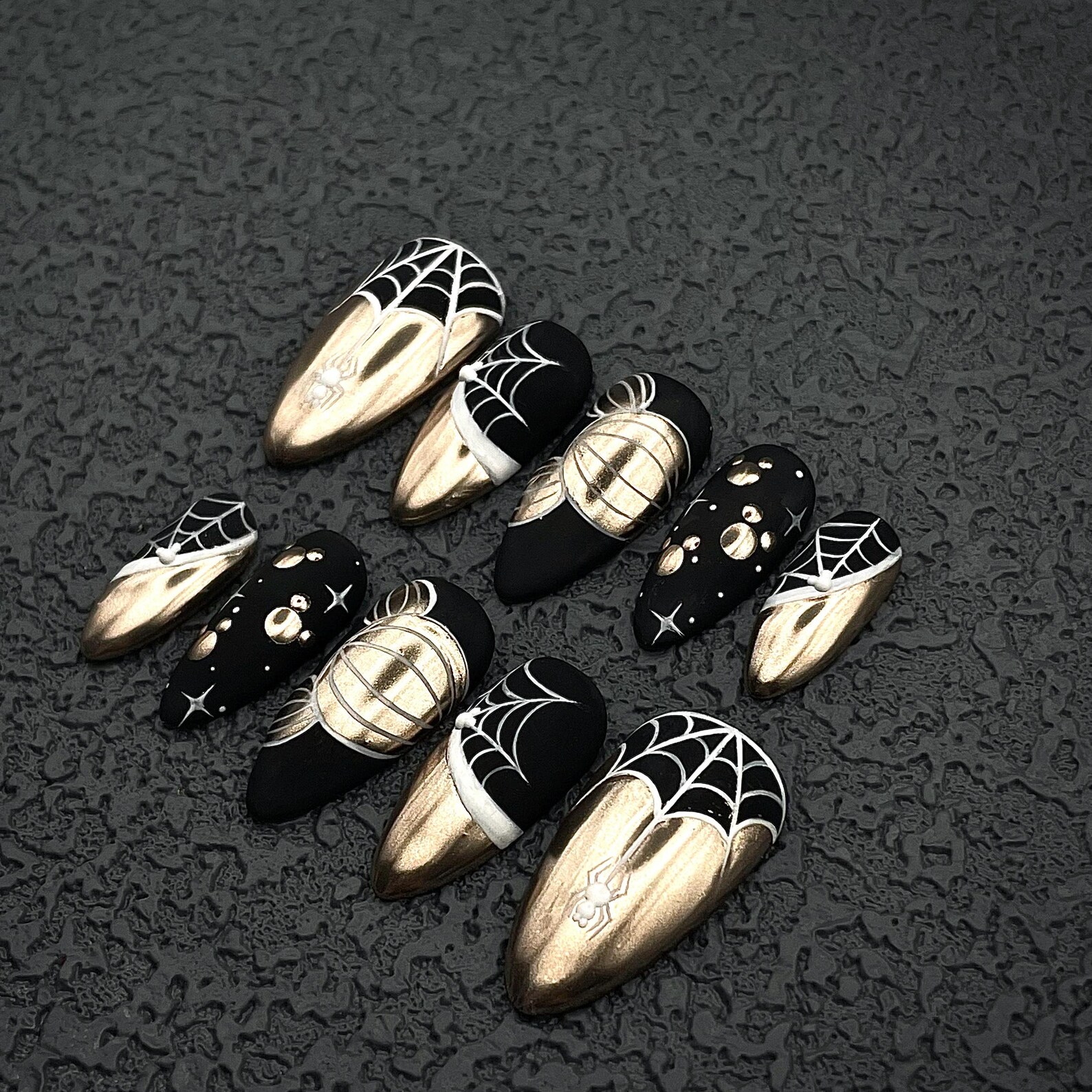 Halloween Spider Webs Mouse Press on Nails - Handmade Luxury Reusable ...