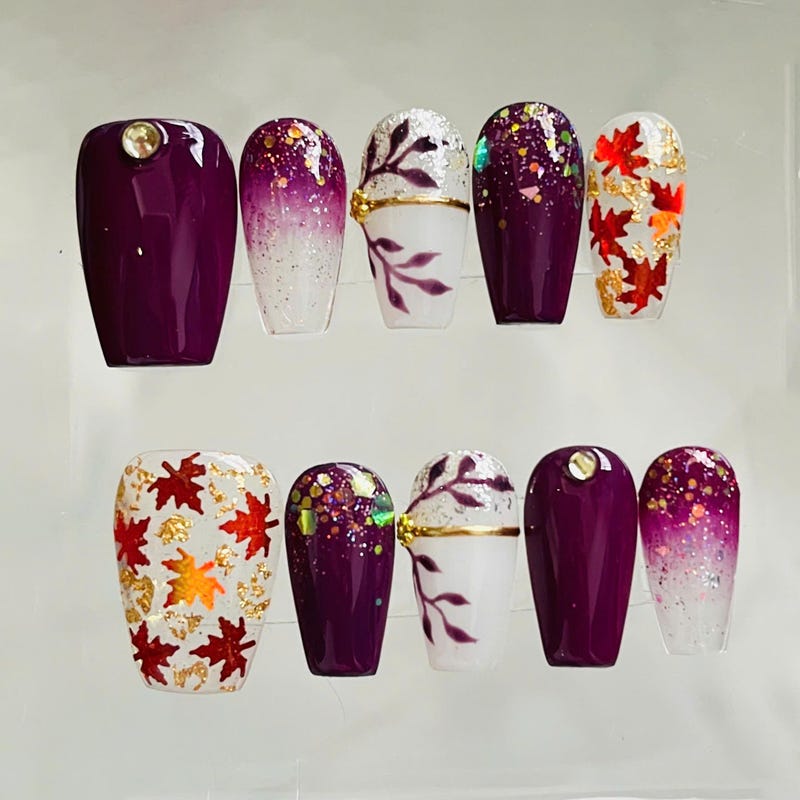 Purple Press on Nail Sets - Etsy