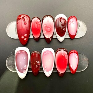 Red Aura Handmade Press on Nails - Valentine's Day Reusable Custom ...