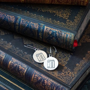 Book Earrings Dangle, Book Stack Jewelry, Bookish Earrings, Book Lover ...