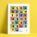 Cat Alphabet Poster / A4 Print / Cute Retro Educational ABC Wall Chart ...