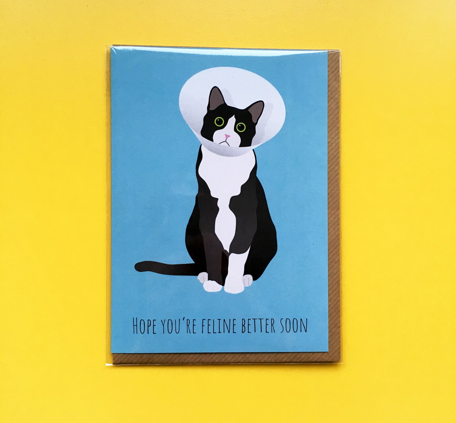 Hope You're Feline Better Soon / Funny Get Well Soon Card / Cute Cat in ...