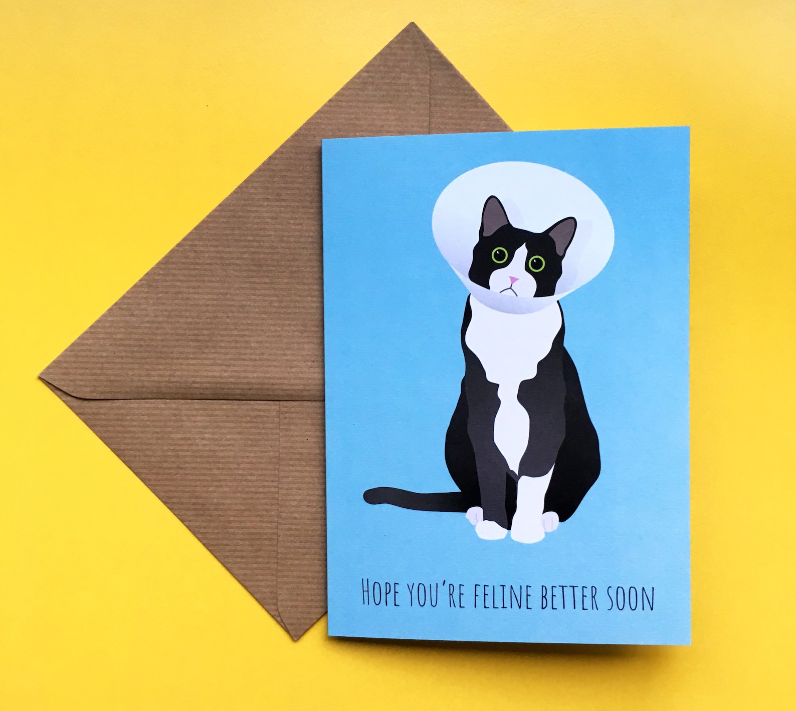 Hope You're Feline Better Soon / Funny Get Well Soon Card / Cute Cat in ...