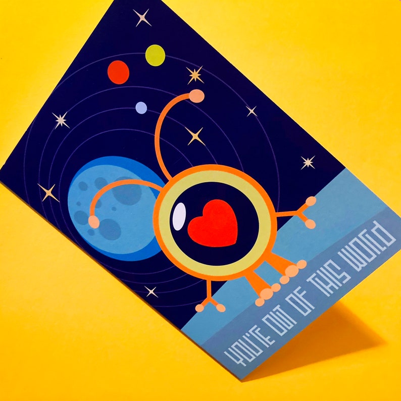 Valentines Alien / You're Out of This World / Greetings - Etsy