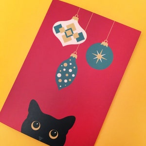 Catty Christmas Card / 1 X A6 Greetings Card / Cute Retro Cards for Cat ...