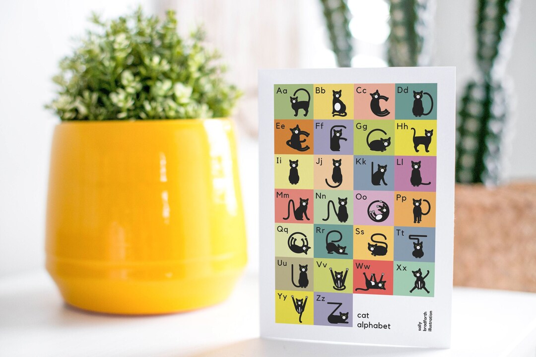 Cat Alphabet Greeting Card / Cute and Educational / Retro-inspired ...