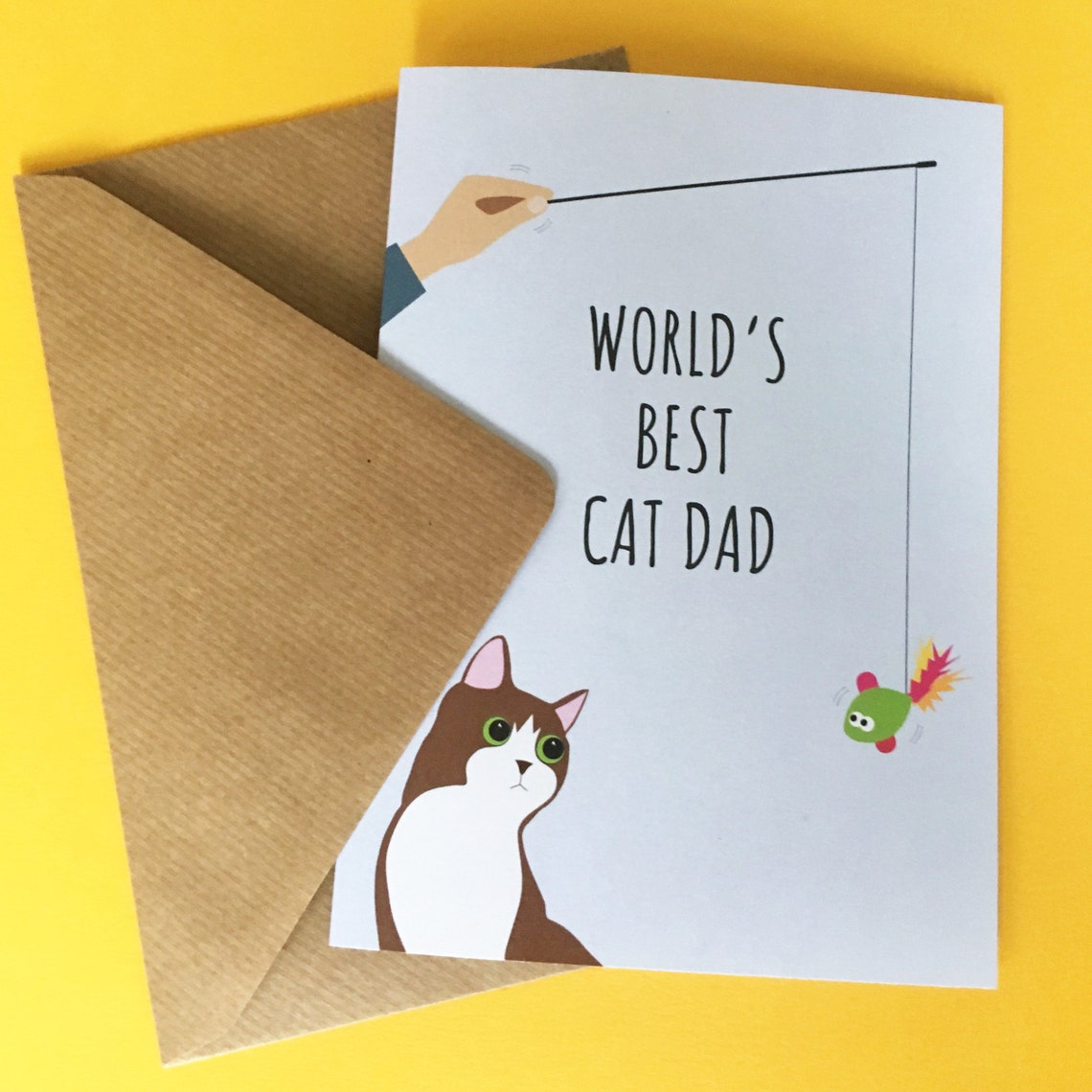Worlds Best Cat Dad Cat Dad Card / Fathers Day Card / Cute - Etsy