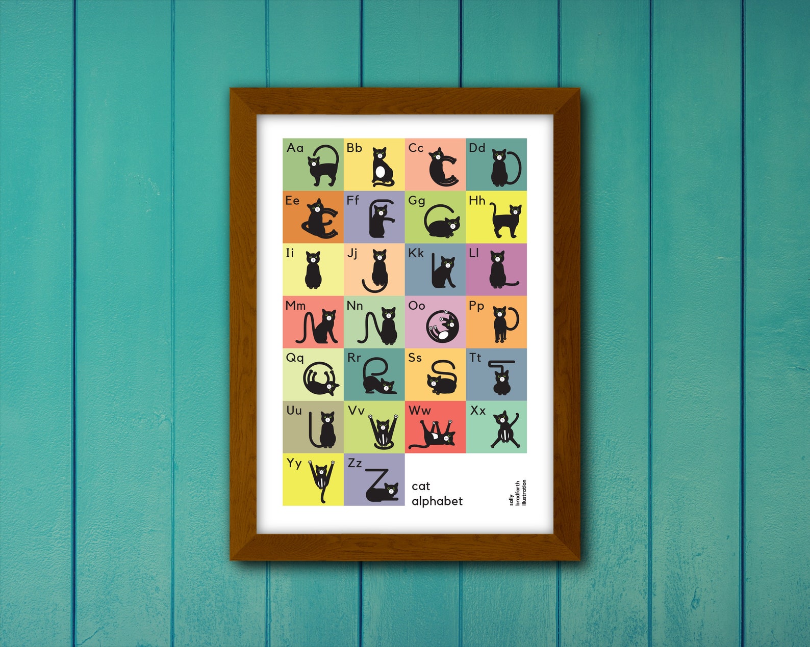 Cat Alphabet Poster / A4 Print / Cute Retro Educational ABC | Etsy