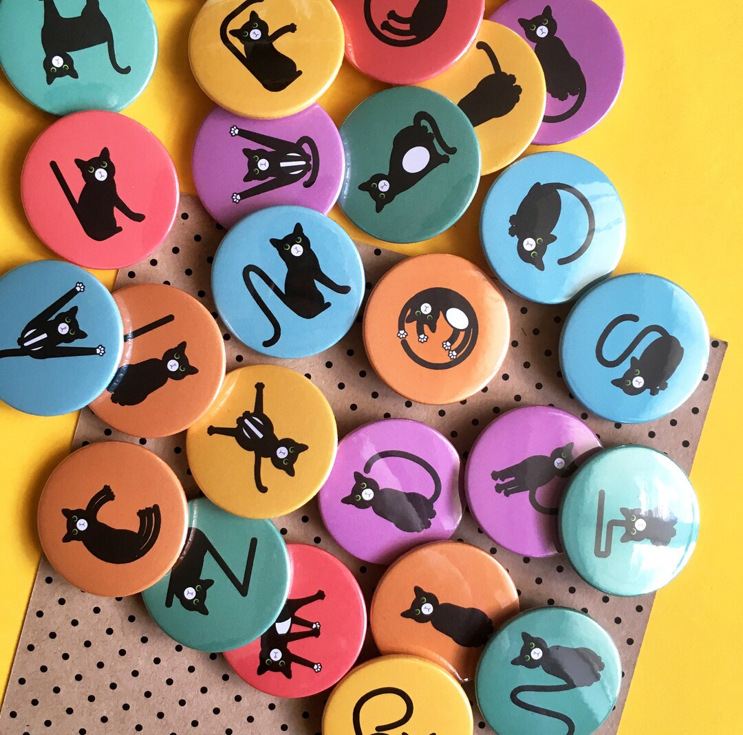 Cat Alphabet Badges / Personalise With Your Own Name or Initials / Cute ...