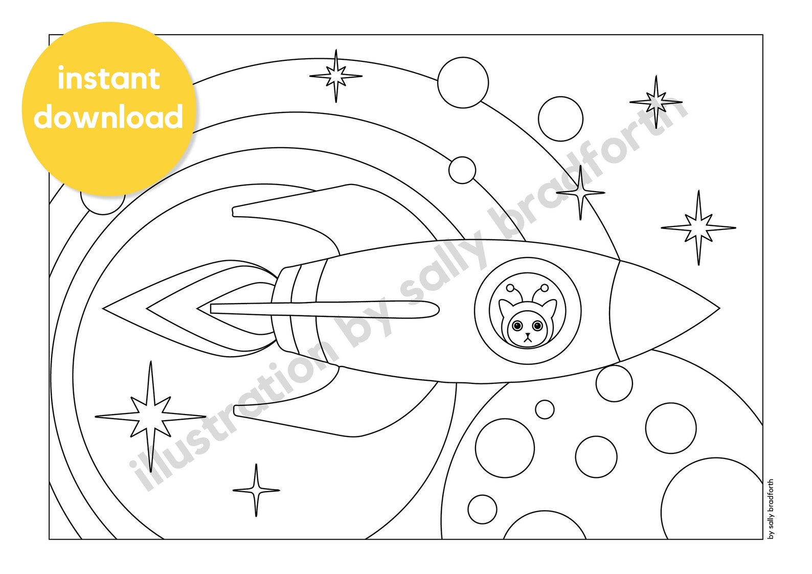 Cosmic Cat / 3 Colouring in Pages / Downloadable PDF to Print at Home ...
