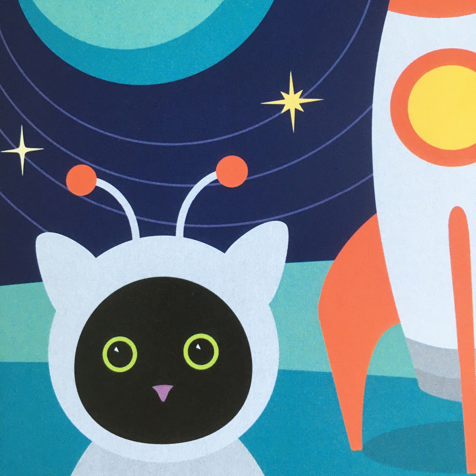 Cosmic Cat Greetings Card / Cute Retro Space-themed Design / - Etsy