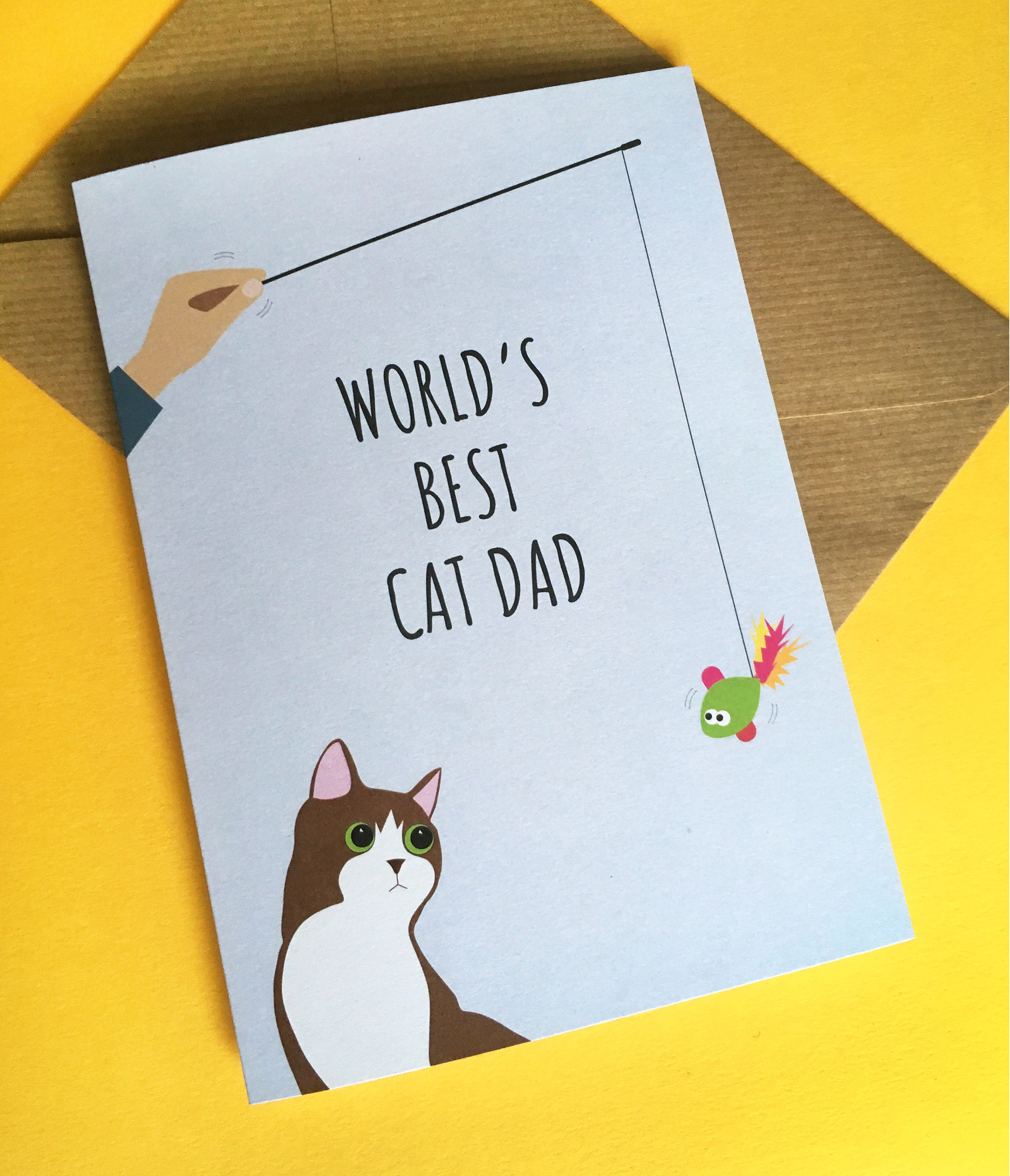 Worlds Best Cat Dad cat dad card / fathers day card / cute funny ...