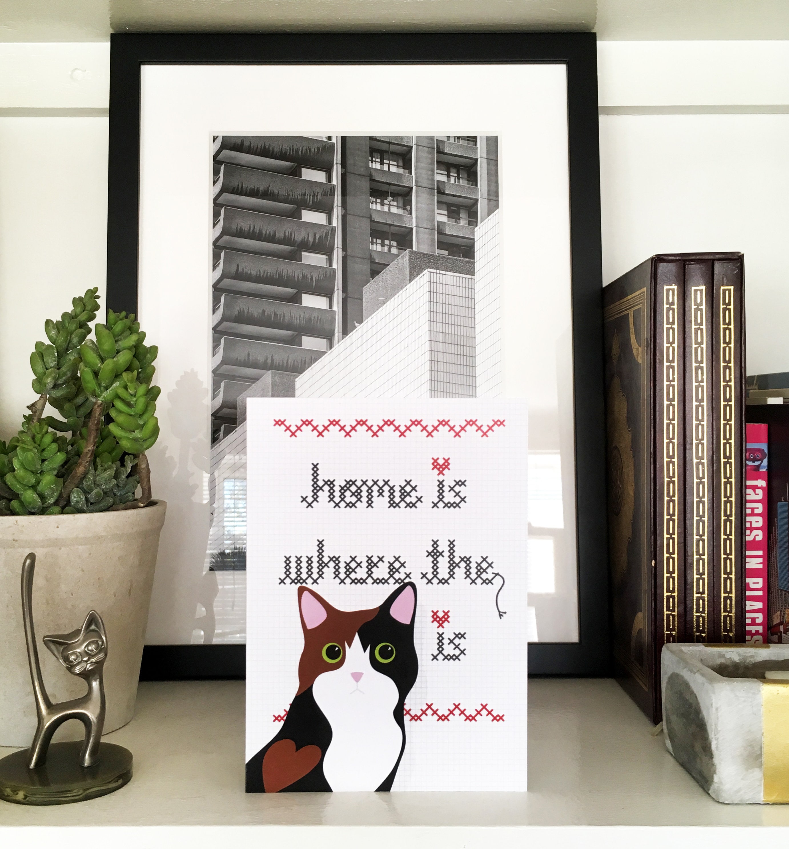 Home is Where the Cat is / Cute Funny Cat Greetings Card / - Etsy