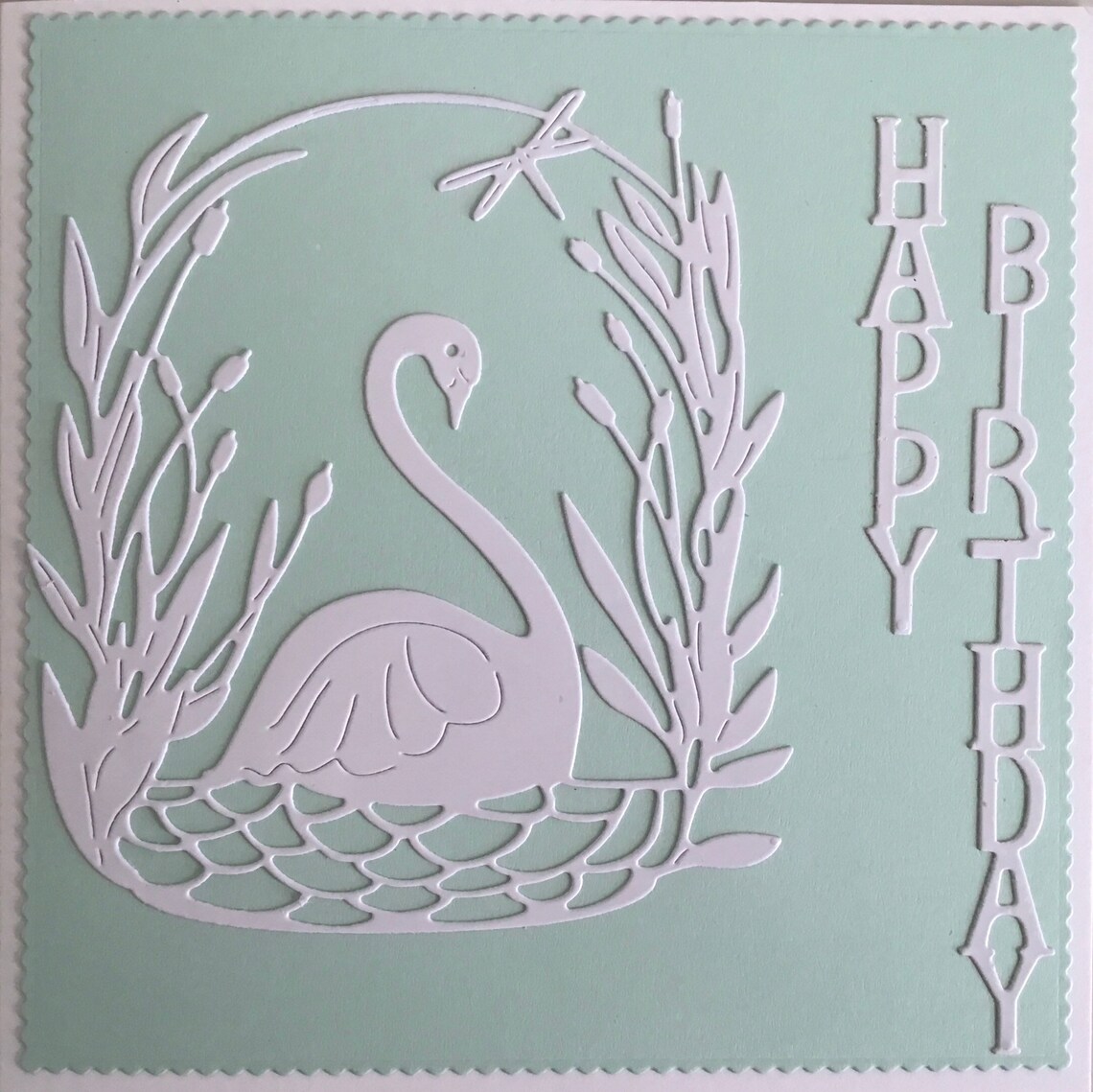 Birthday Card With Swan - Etsy