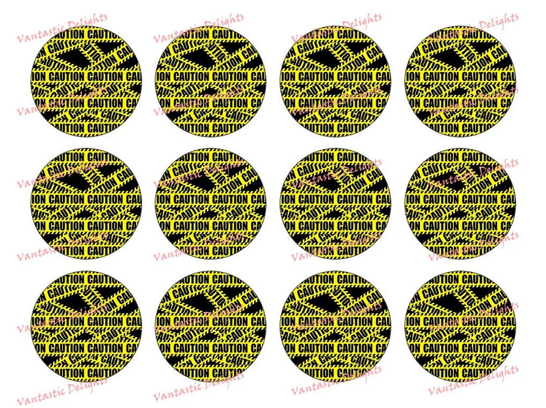 PRINTABLE Caution, Cupcake Toppers, 2 Inches, Pdf DIGITAL DOWNLOAD - Etsy