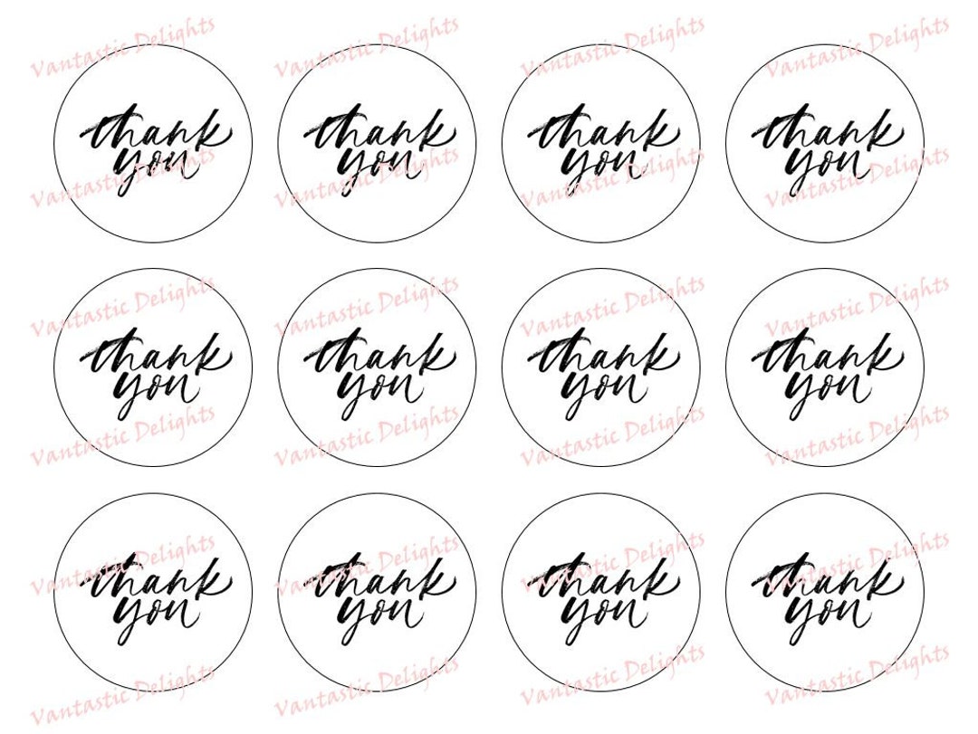 PRINTABLE Thank You, Text, Cursive, Cupcake Toppers, 2 Inches, Pdf ...