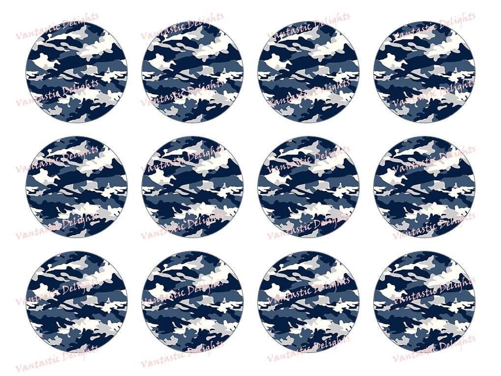 PRINTABLE Camouflage, Cupcake Toppers, 2 Inches, Pdf DIGITAL DOWNLOAD ...