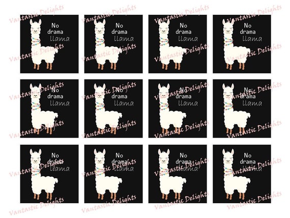 PRINTABLE No Drama Llama Cute Spirited Love Peace Square | Etsy