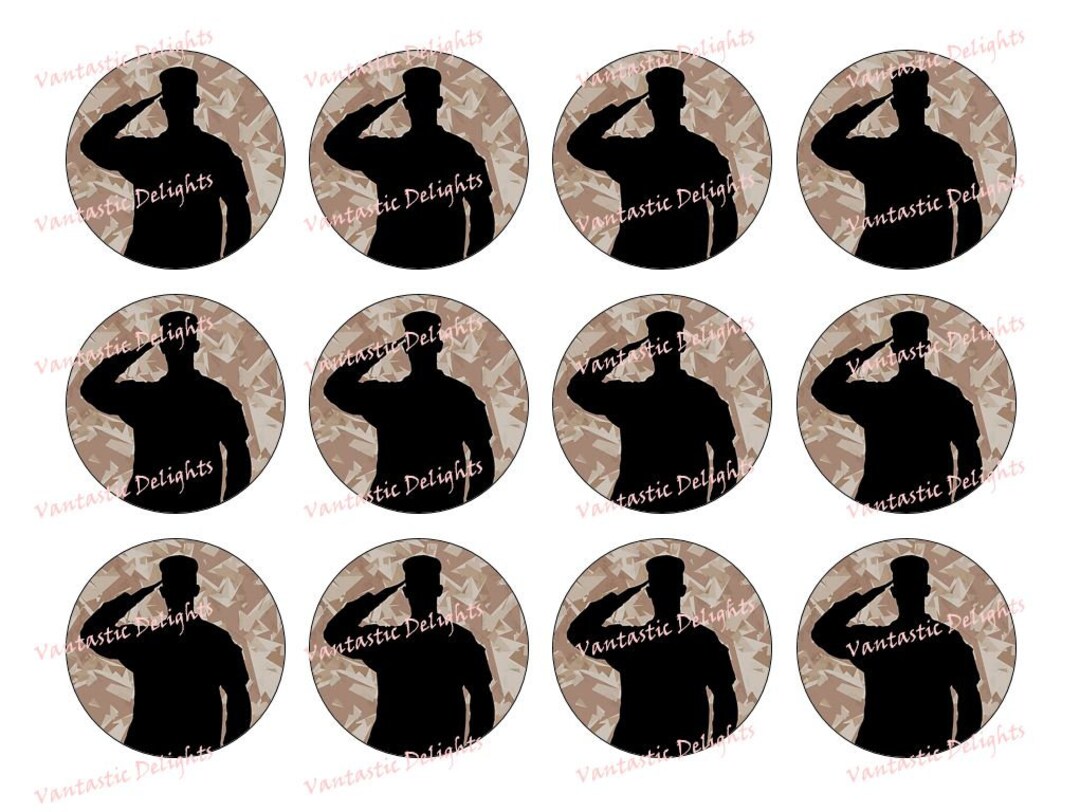 PRINTABLE Soldier Saluting, Army, Navy, Mission, Cupcake Toppers, 2 ...
