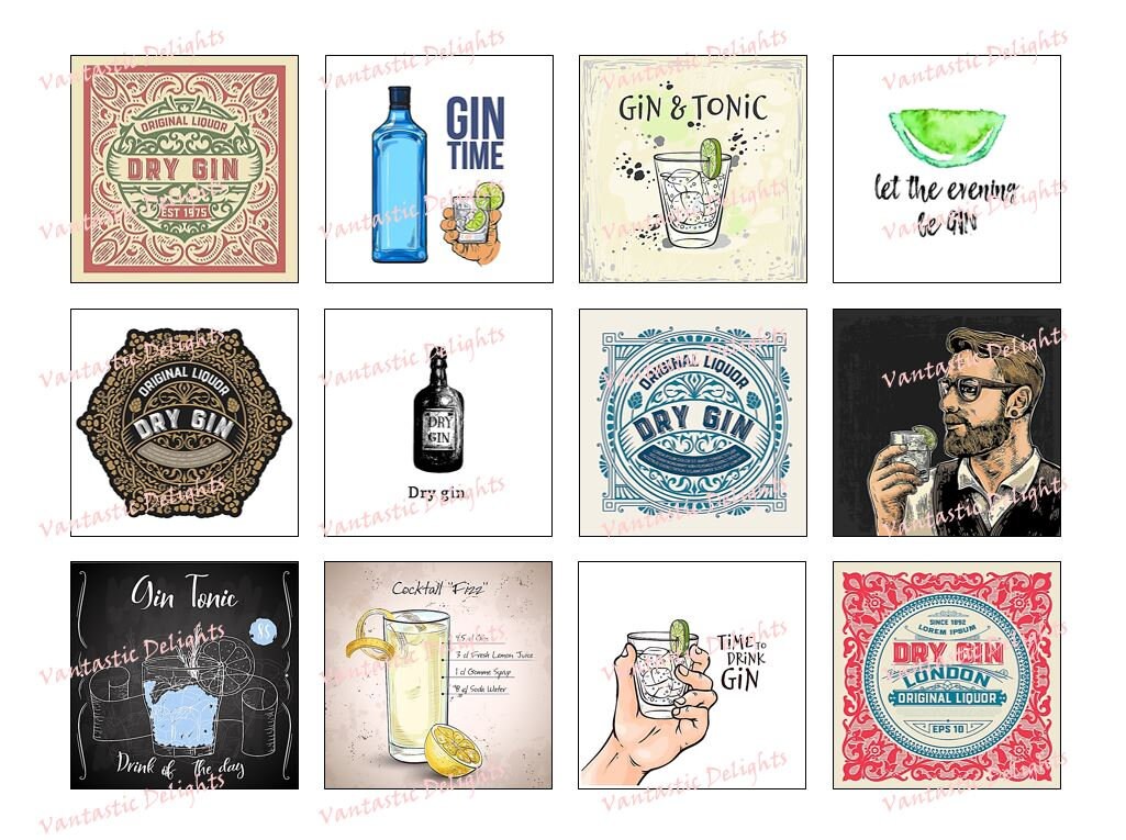 PRINTABLE Gin, Tonic, Alcoholic Beverage, Drink Cupcake Toppers, 2 X 2 ...