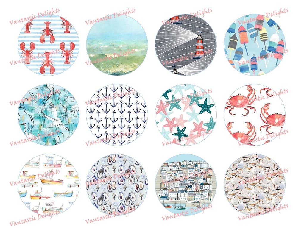 PRINTABLE Coastal Harbor Cupcake Toppers 2 Inches - Etsy