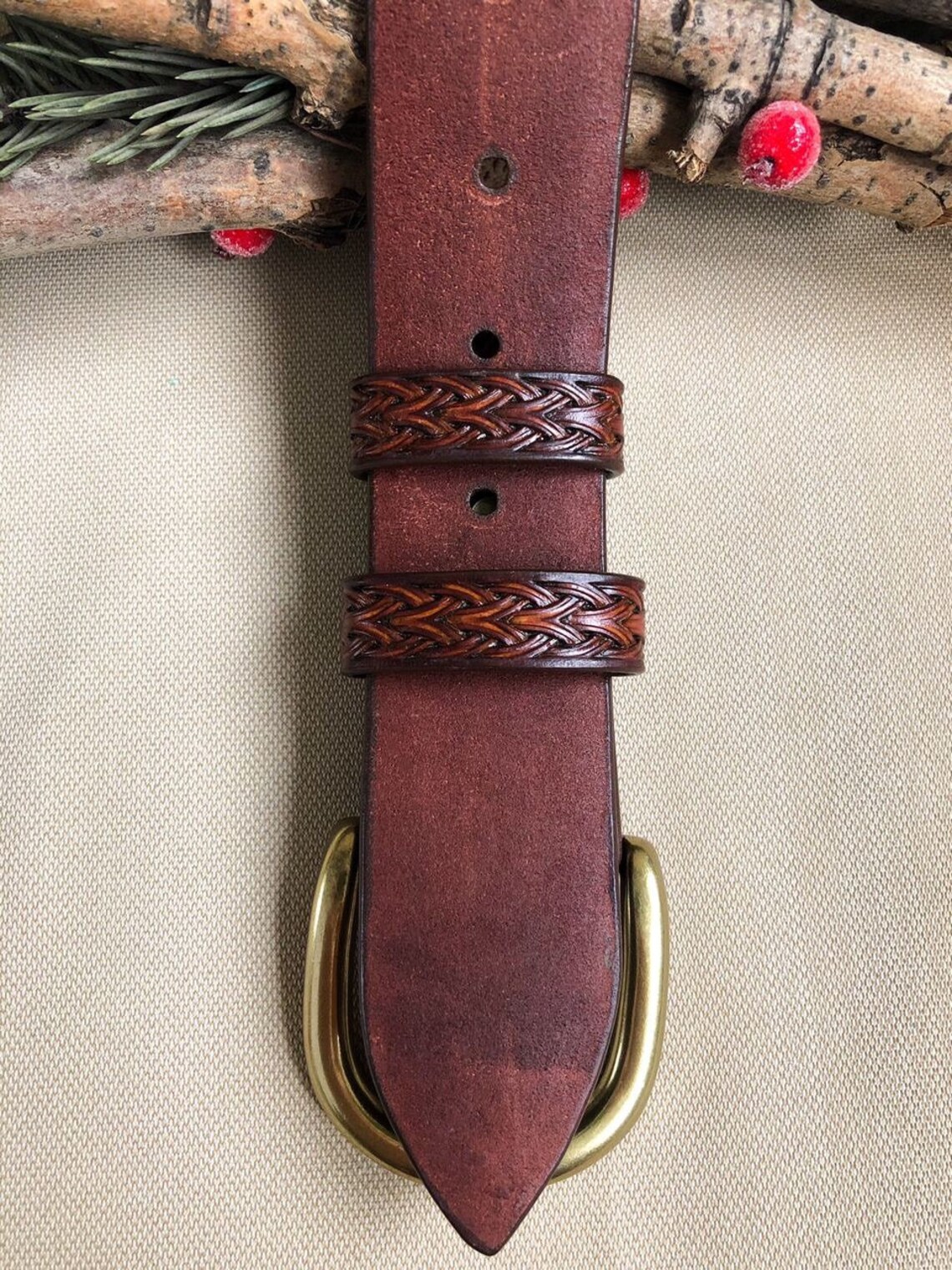 Hand tooled leather belt Sunburst leather belt men Embossed | Etsy