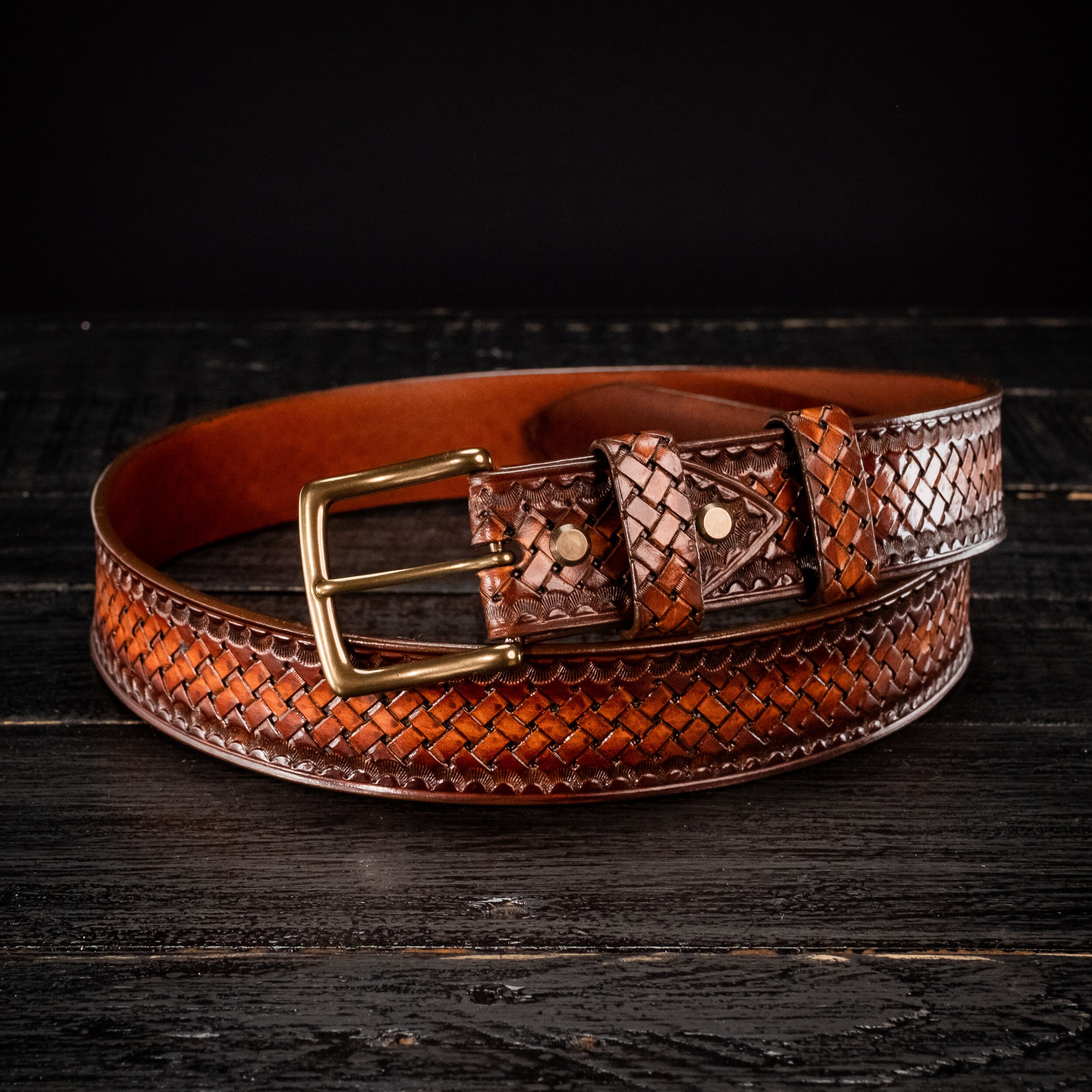Hand Tooled Leather Belt Brown Leather Belt Men Embossed Leather Belt ...
