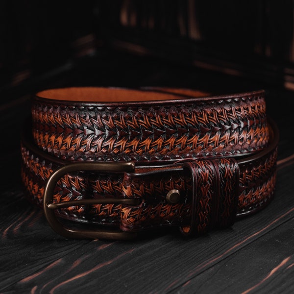 Stamped Leather Belt - Etsy