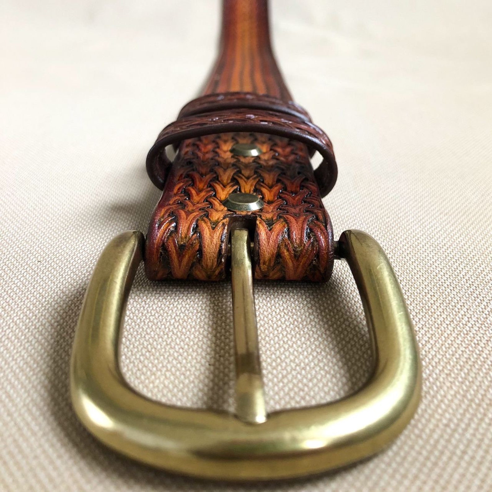 Hand tooled leather belt Sunburst leather belt men Embossed | Etsy