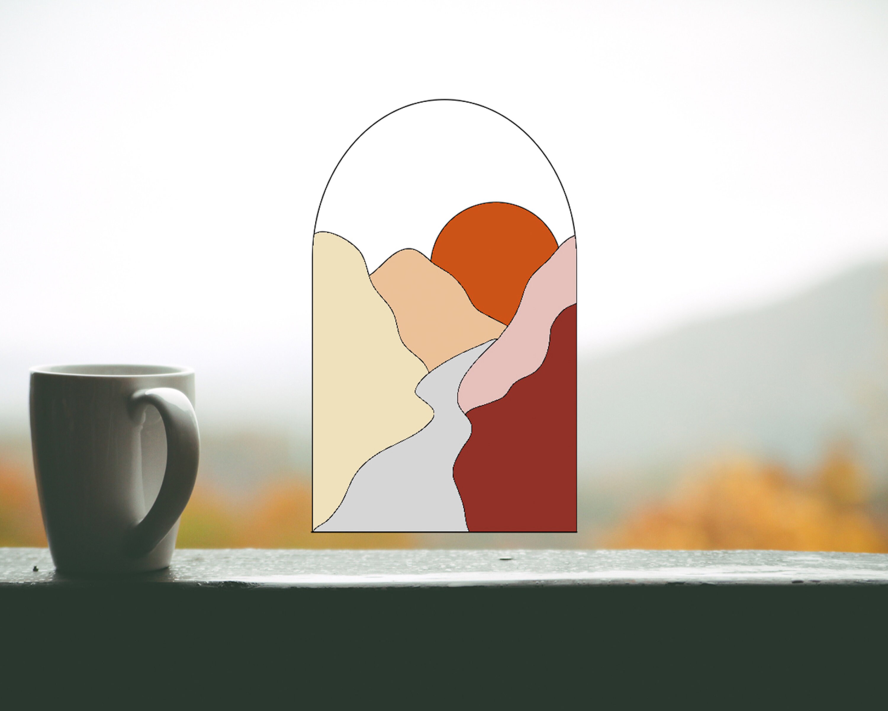 Sunset Landscape Stained Glass Pattern: Beginner DIY Suncatcher (PDF ...